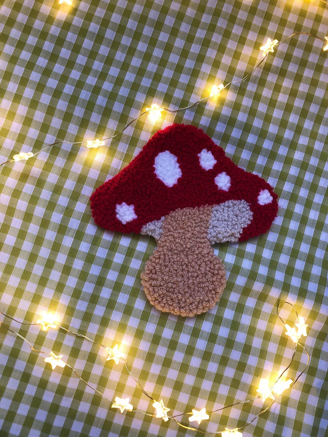 Toadstool Mushroom Punch Needle Coasters, Handmade Mug Rug, Coffee ...