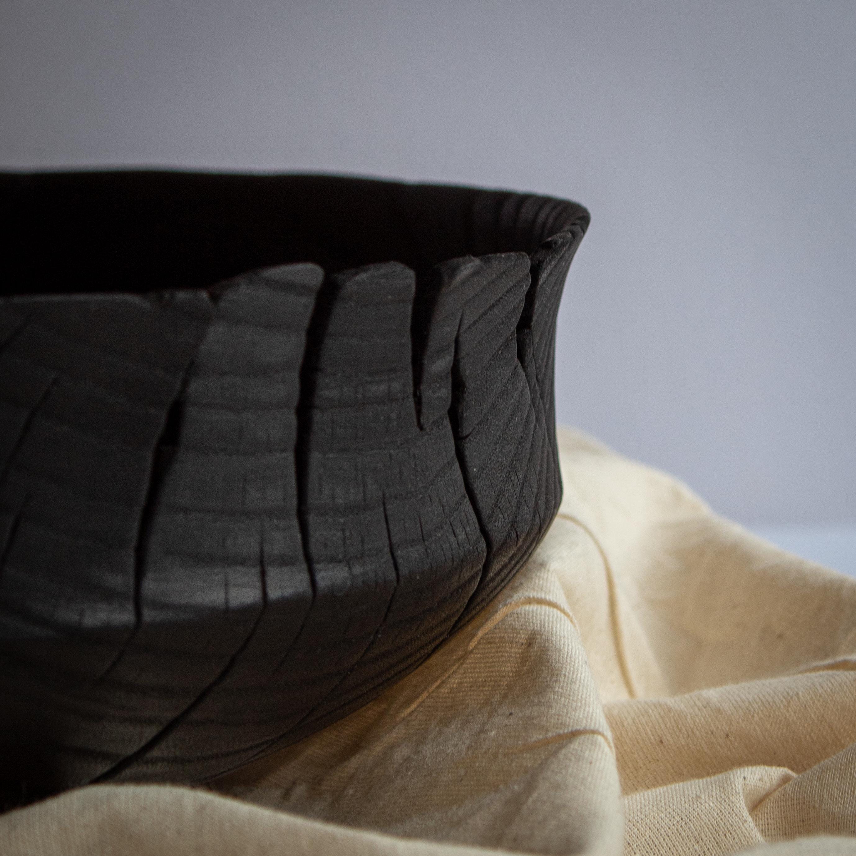 Large Wooden Vessel With Yakisugi Finish, Natural Rustic Vessel, Wooden Sculpture for Home Decor ...