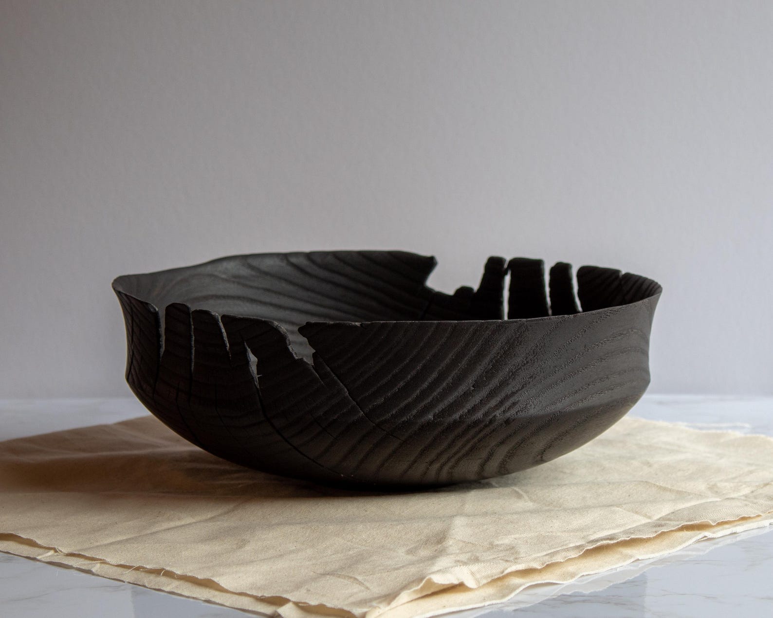 Large Wooden Vessel With Yakisugi Finish, Natural Rustic Vessel, Wooden ...