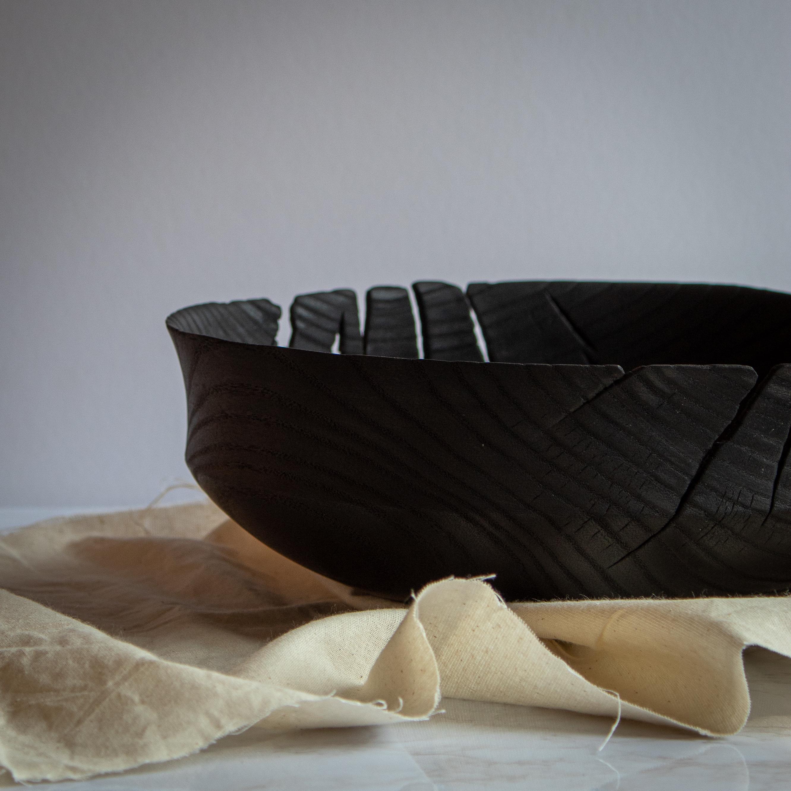 Large Wooden Vessel With Yakisugi Finish, Natural Rustic Vessel, Wooden Sculpture for Home Decor ...