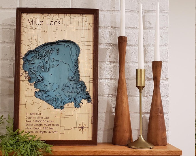 Mille Lacs 3d Bathymetric Lake Map SVG Digital Design for - Etsy