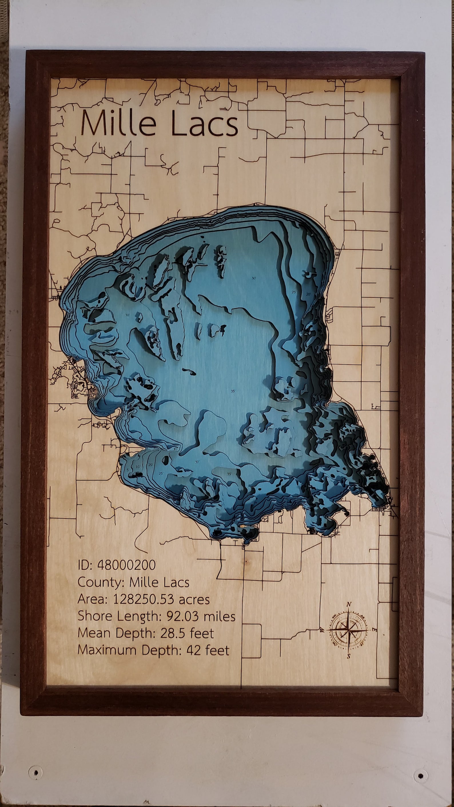 Mille Lacs 3d Bathymetric Lake Map - SVG Digital Design for Glowforge ...