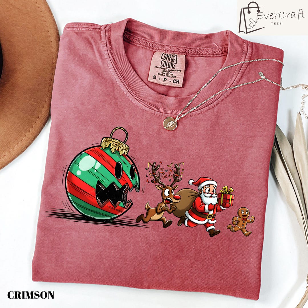 Pacman Comfort Colors® Christmas Shirt, Funny Pacman Christmas Ornament ...