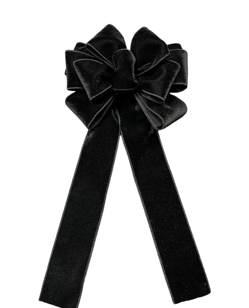 Elegant Black Velvet Bow for Wreath, Floral Arrangement, Tree Topper ...