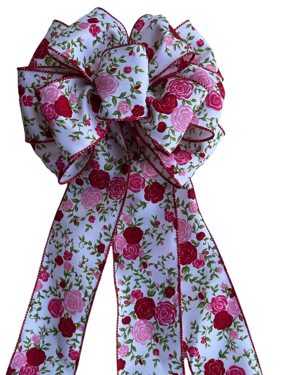 Pink Red Rose Bow With Size Options Add on Embellishment for Wreath ...