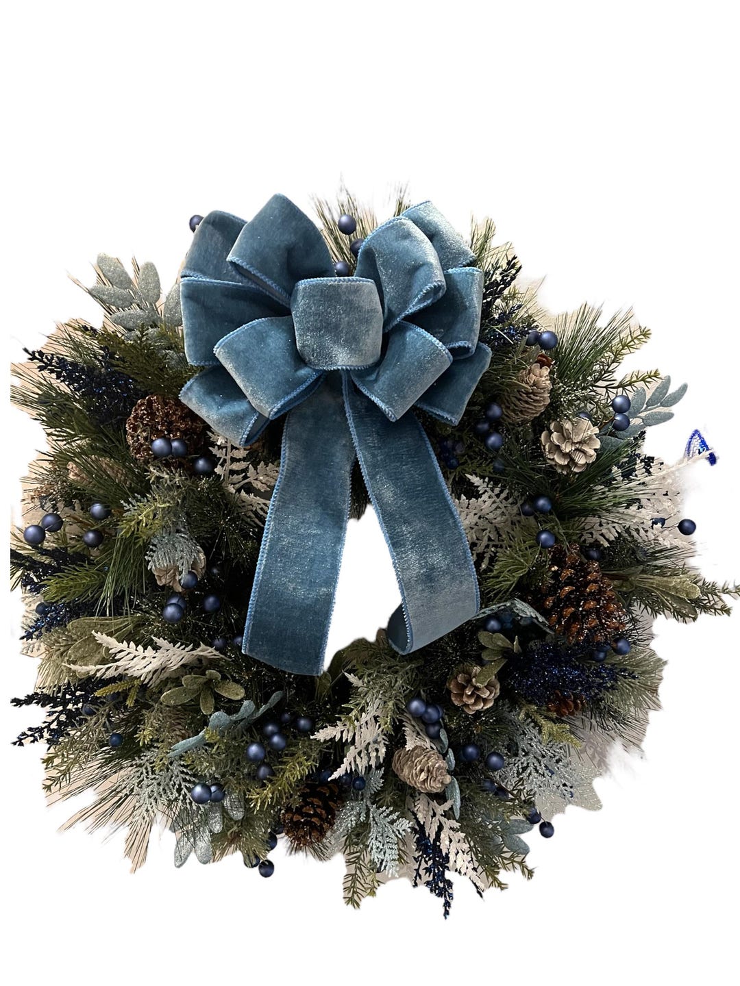 Smoke Blue Velvet Christmas Wreath - Etsy