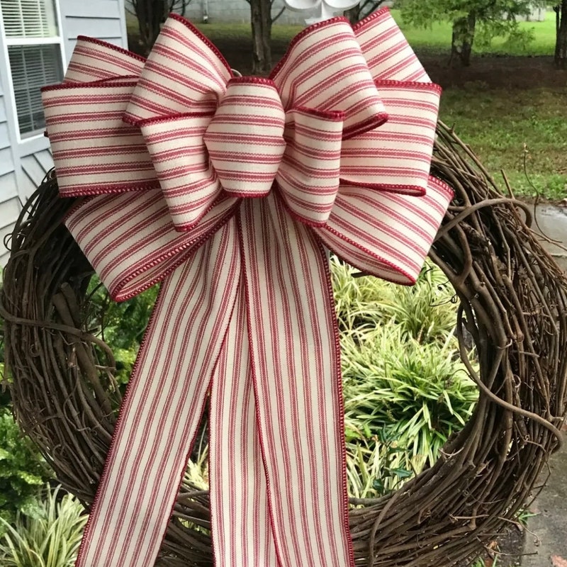 Striped Christmas Bows for Tree - Etsy