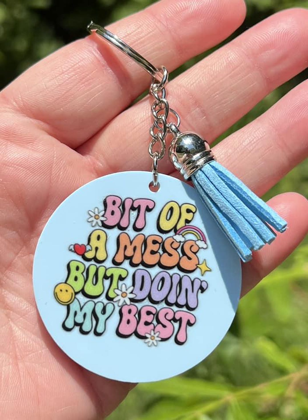 Bit of a Mess Keychain • Doin My Best Key Ring • Cute Affirmation ...