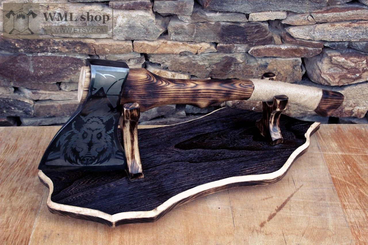 Wooden Stand Axe Holder. Stand for Weapons or Forged Battle | Etsy
