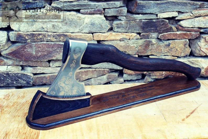 Wooden stand axe holder. Stand for weapons or forged battle | Etsy