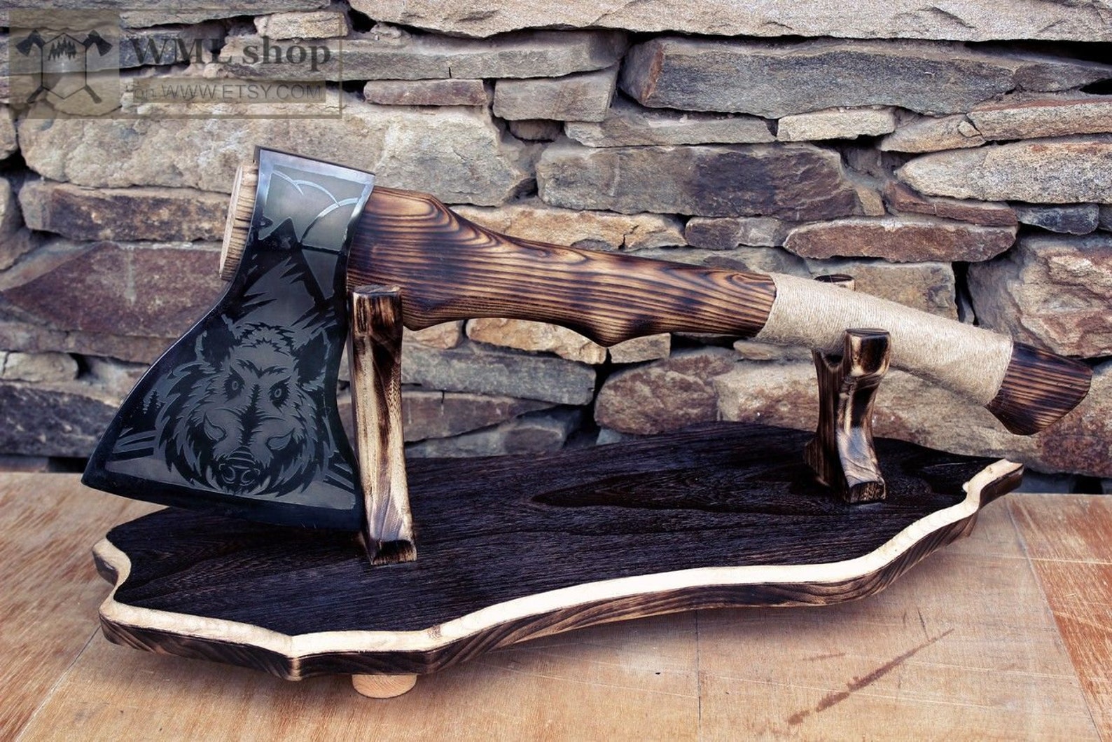 Wooden stand axe holder. Stand for weapons or forged battle | Etsy