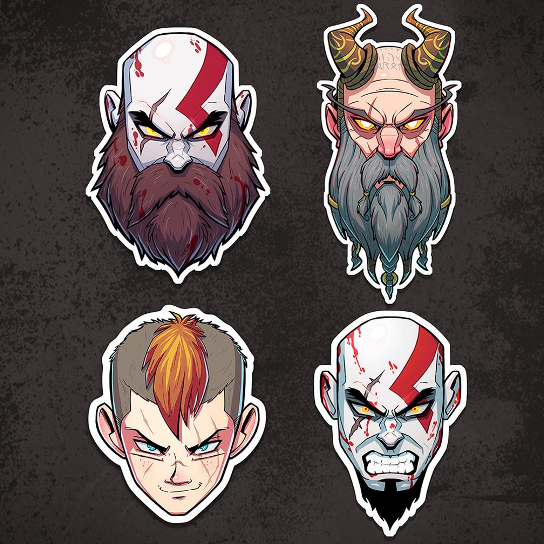 God of War Kratos Atreus Mimir Vinyl Sticker Set - Etsy