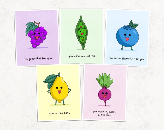 Fruit + Vegetable Pun Greeting Cards | Thank You, Birthday, Friends ...