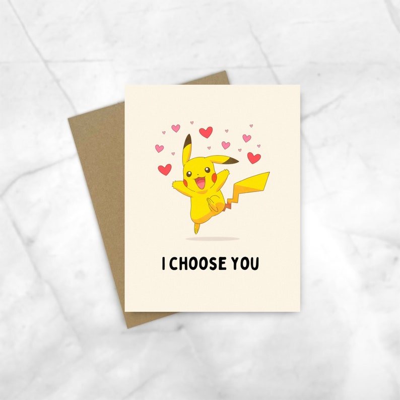 Pokemon Card Greeting Card I Choose You Pikachu Eevee - Etsy