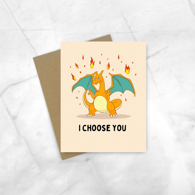 Pokemon Card Greeting Card I Choose You Pikachu Eevee - Etsy