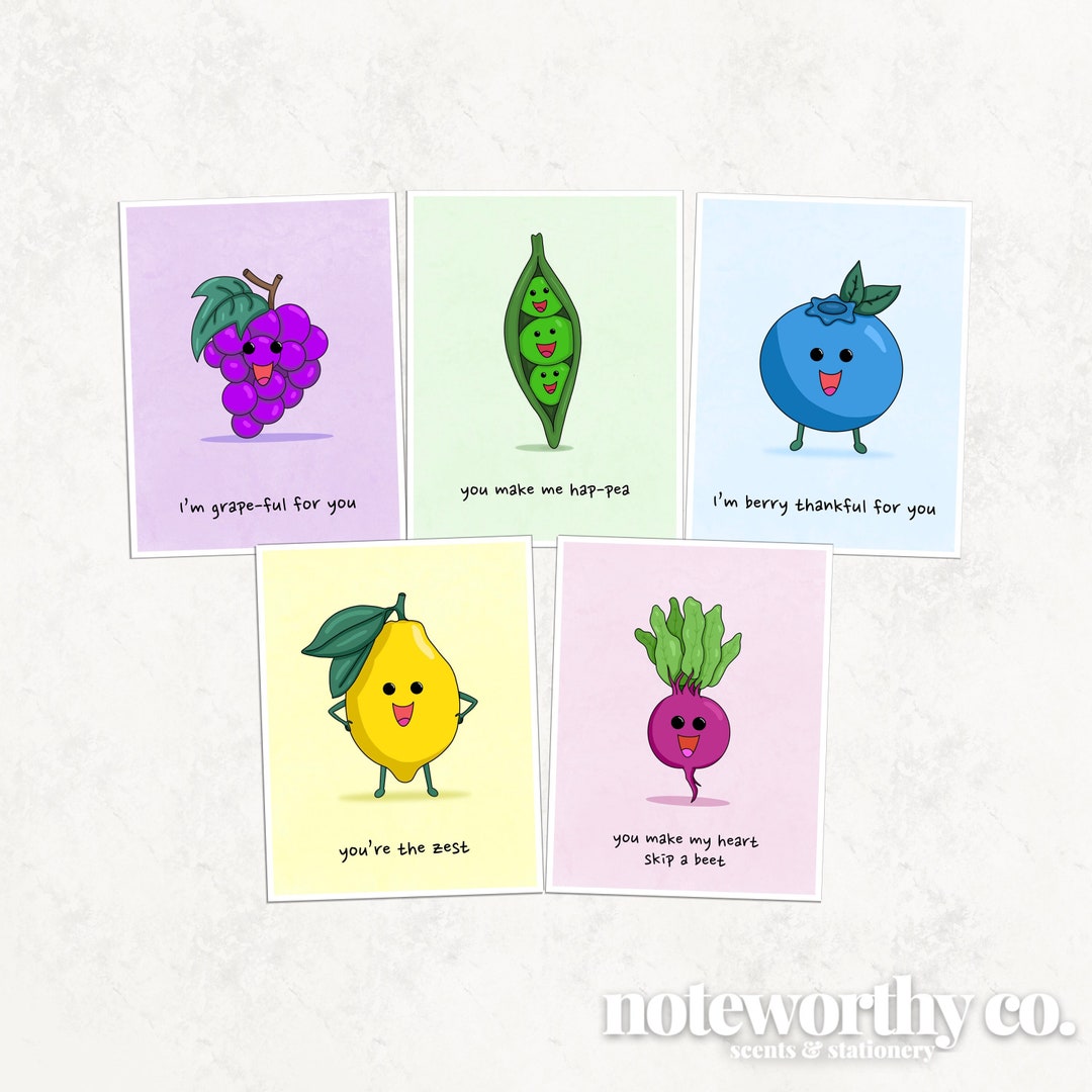 Fruit + Vegetable Pun Greeting Cards | Thank You, Birthday, Friends ...