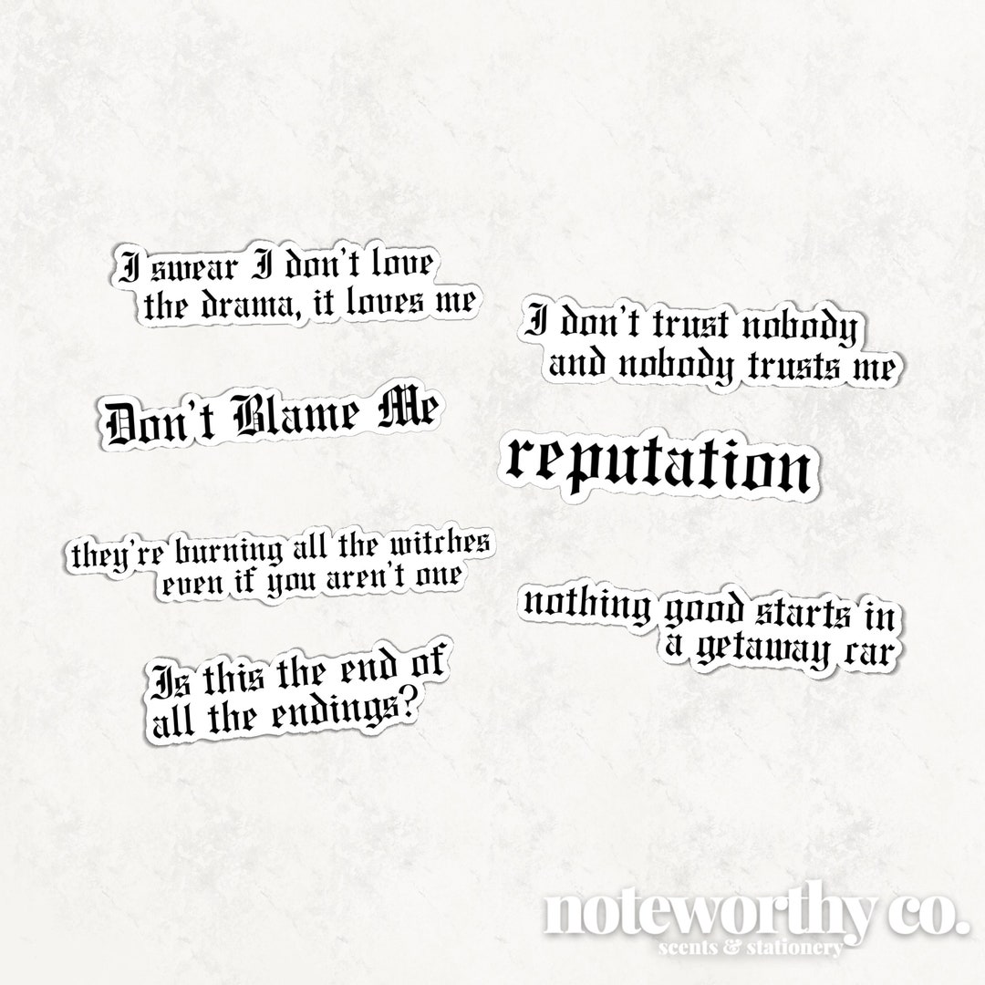 CUSTOM Taylor Swift Reputation Lyrics Sticker Waterproof, Water ...