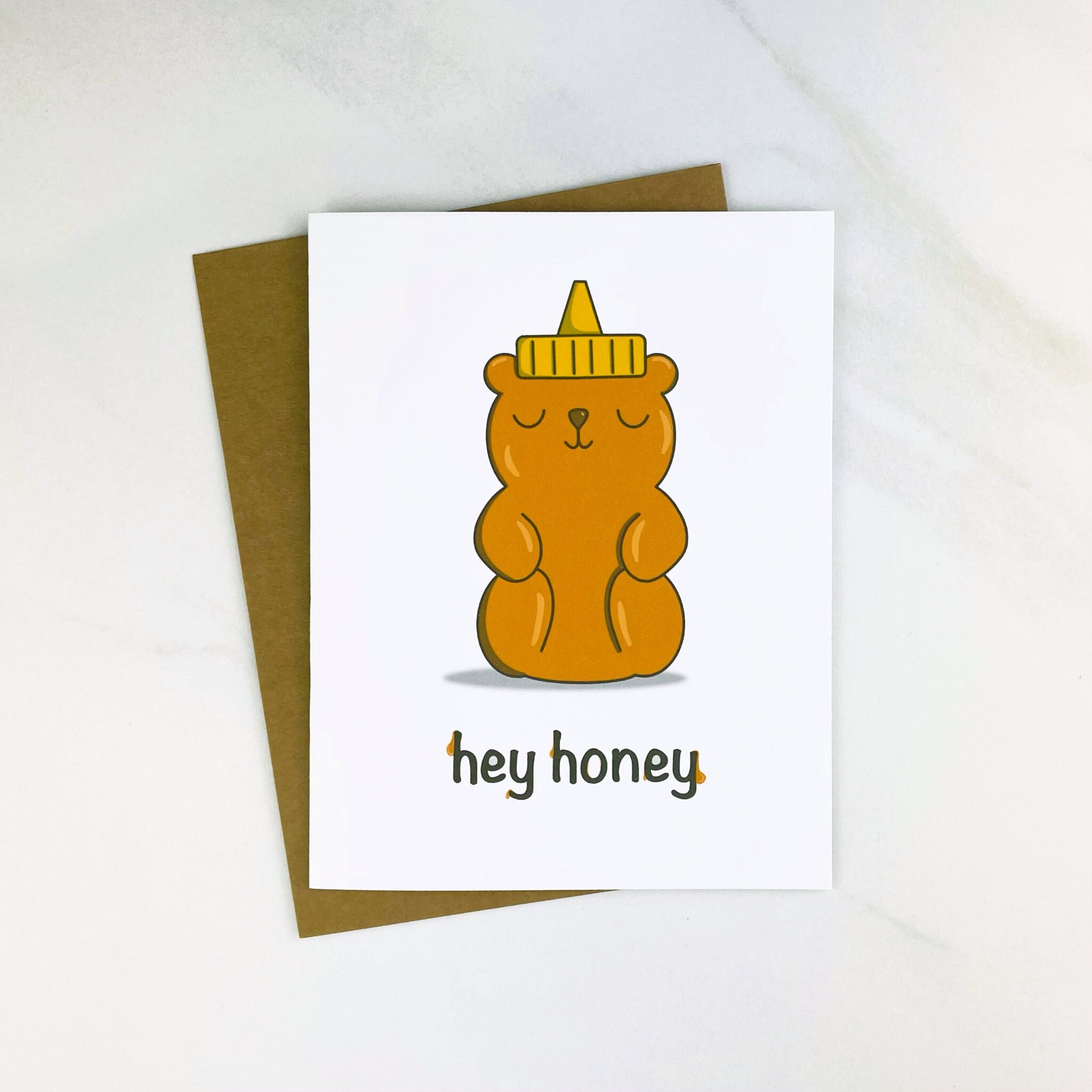 Hey Honey Greeting Card Cute Honey Bear Matte Card 100% - Etsy