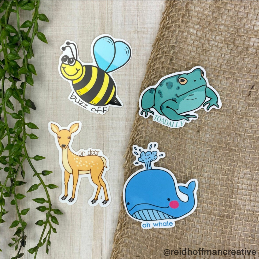 Animal Puns Funny Cute Deer Toad Bee Whale Die Cut Sticker: - Etsy