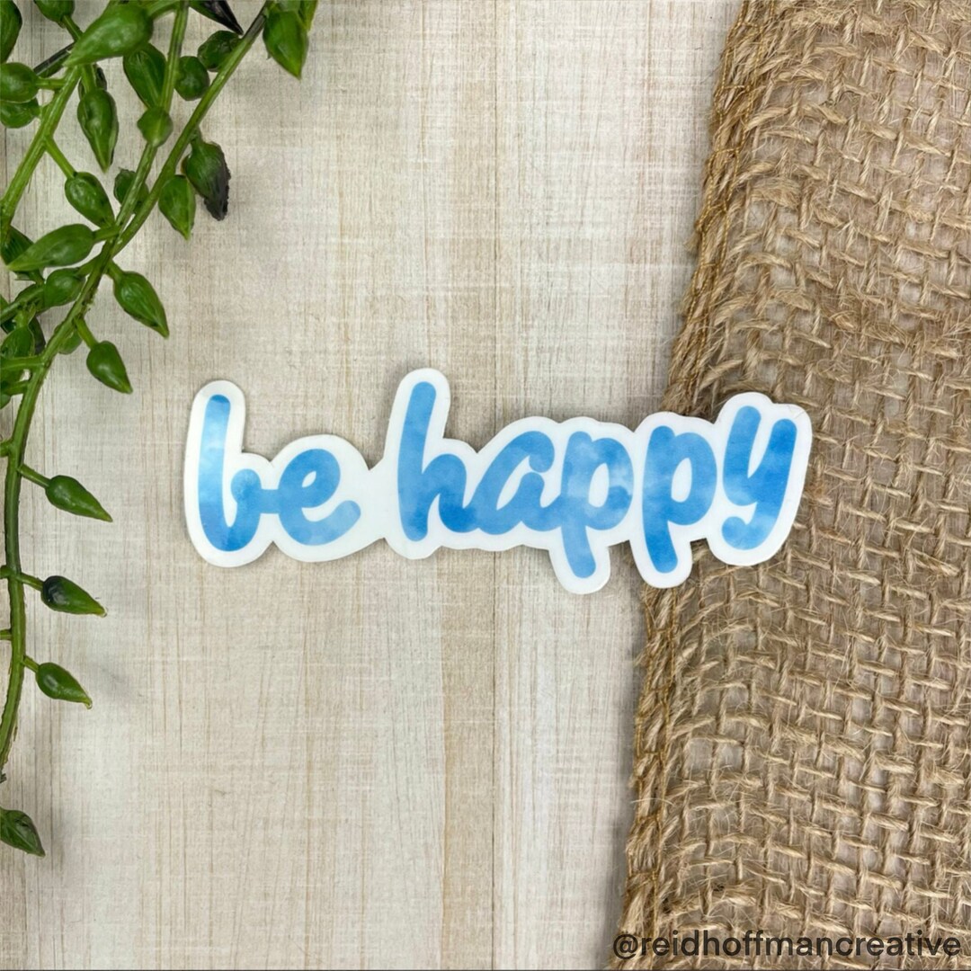 Be Happy Cloudy Sky Die Cut Sticker: Laptop Water Bottle - Etsy