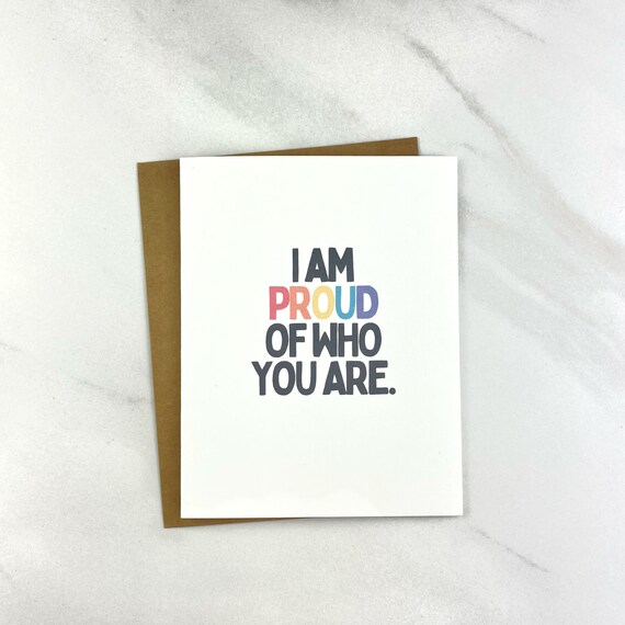 Pride Greeting Card Proud of Who You Are LGBTQ A2 | Etsy