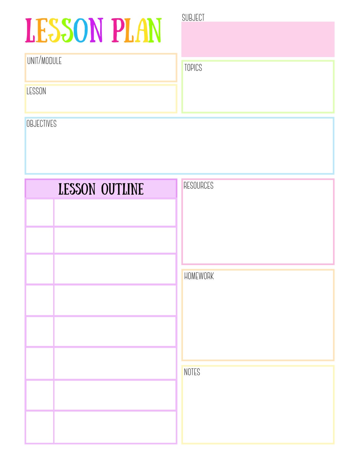 Daily Lesson Planner Printable Lesson Plan Digital Lesson - Etsy