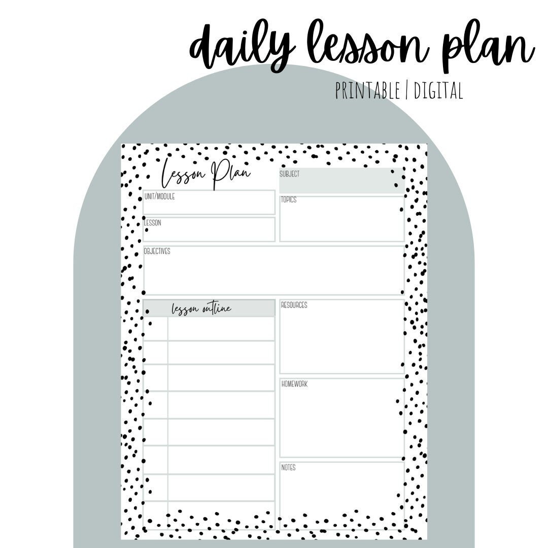 Daily Lesson Planner, Editable Printable Lesson Plan, Digital Lesson ...