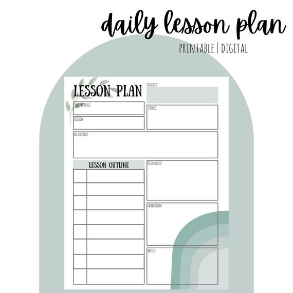 Daily Lesson Planner Editable Printable Lesson Plan Digital - Etsy