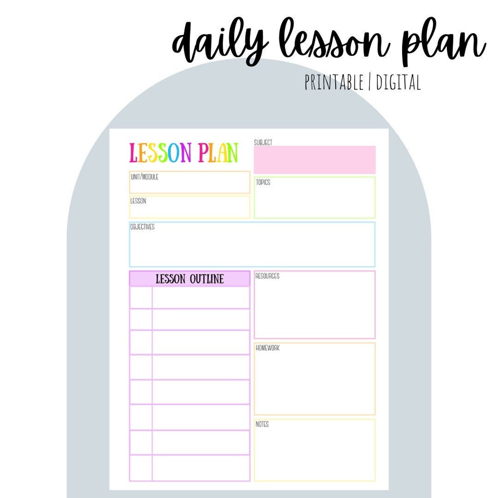 Daily Lesson Planner Printable Lesson Plan Digital Lesson Plan Teacher ...