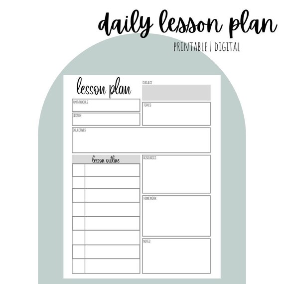 Daily Lesson Planner Printable Lesson Plan Digital Lesson Etsy UK