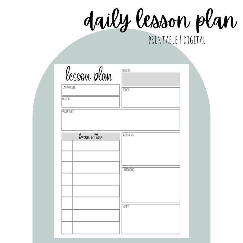 Daily Lesson Planner Printable Lesson Plan Digital Lesson Plan Teacher ...