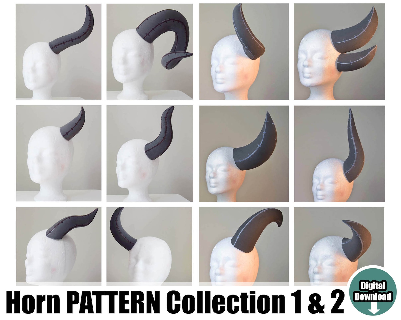 DIY Foam Horn Pattern Collection 1&2/ Cosplay Horns / Dragon - Etsy