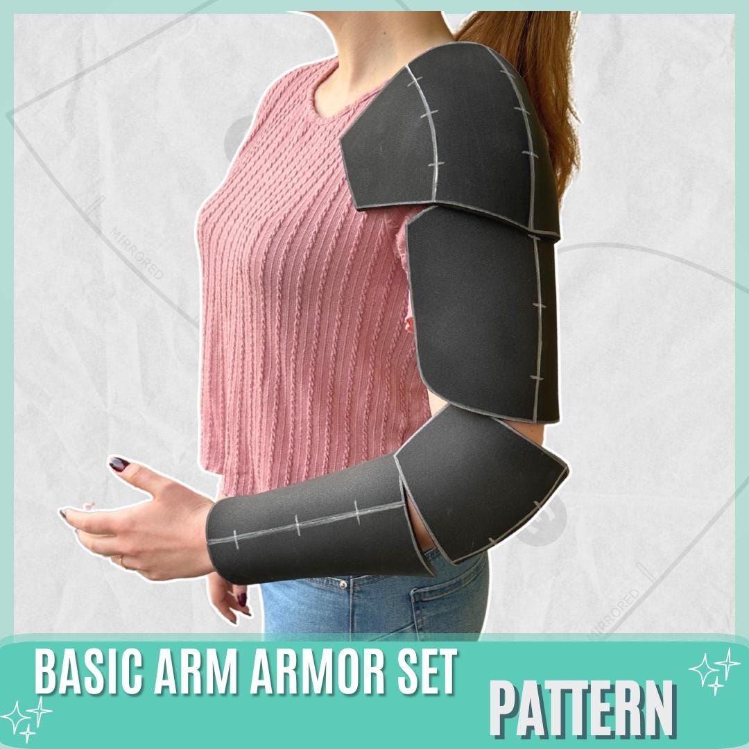 Basic Arm Armor Set, Cosplay and LARP Armor, EVA Foam Template, Shoulder, Upper Arm, Elbow and ...