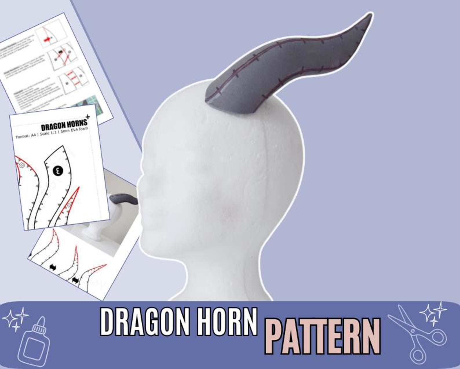 Dragon Horns EVA Foam Pattern | Cosplay & Costume Horn Templates (PDF ...