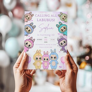 Labubu Birthday Invitation | Editable Labubu Party Template | Monster ...