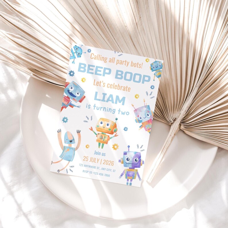 Robot Birthday Invitation Boy | Editable Robot Party Invite | Kids ...