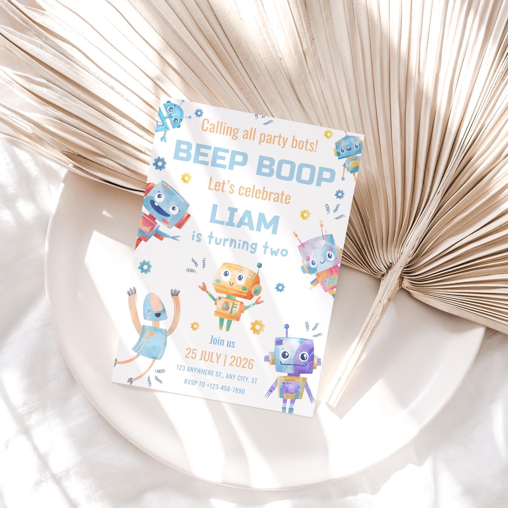 Robot Birthday Invitation Boy | Editable Robot Party Invite | Kids ...