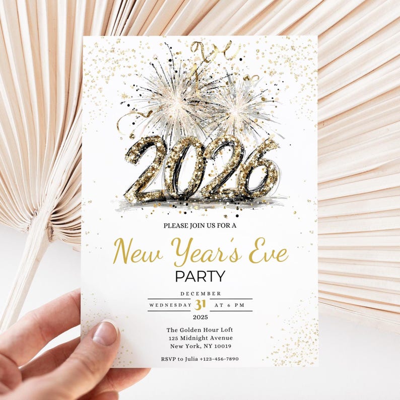 Convite para Festa de Ano Novo 2026, Convite para Festa de Réveillon ...