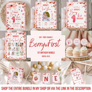 Berry First Birthday Welcome Sign, Strawberry Party Welcome Poster ...