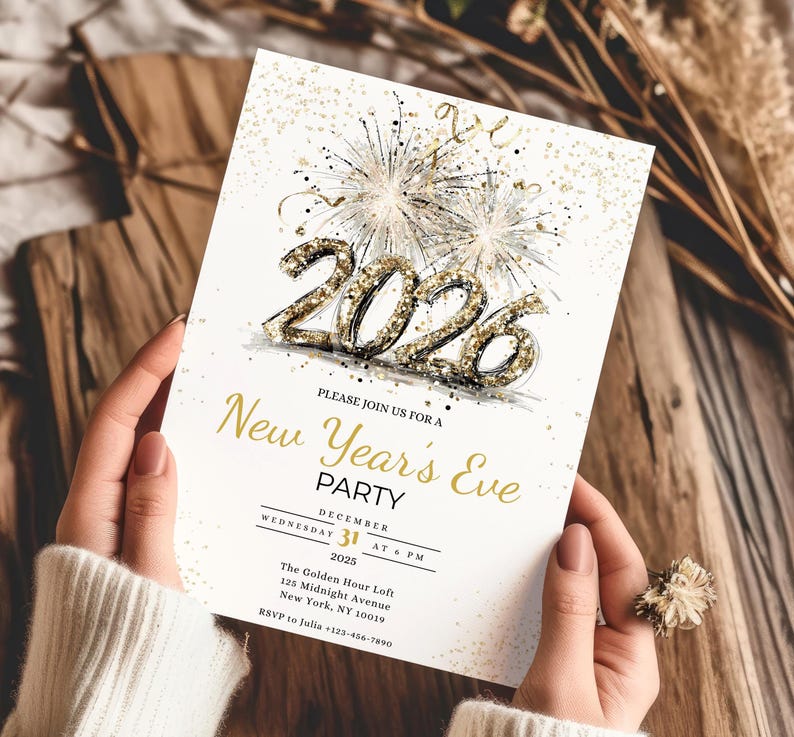 Convite para Festa de Ano Novo 2026, Convite para Festa de Réveillon ...
