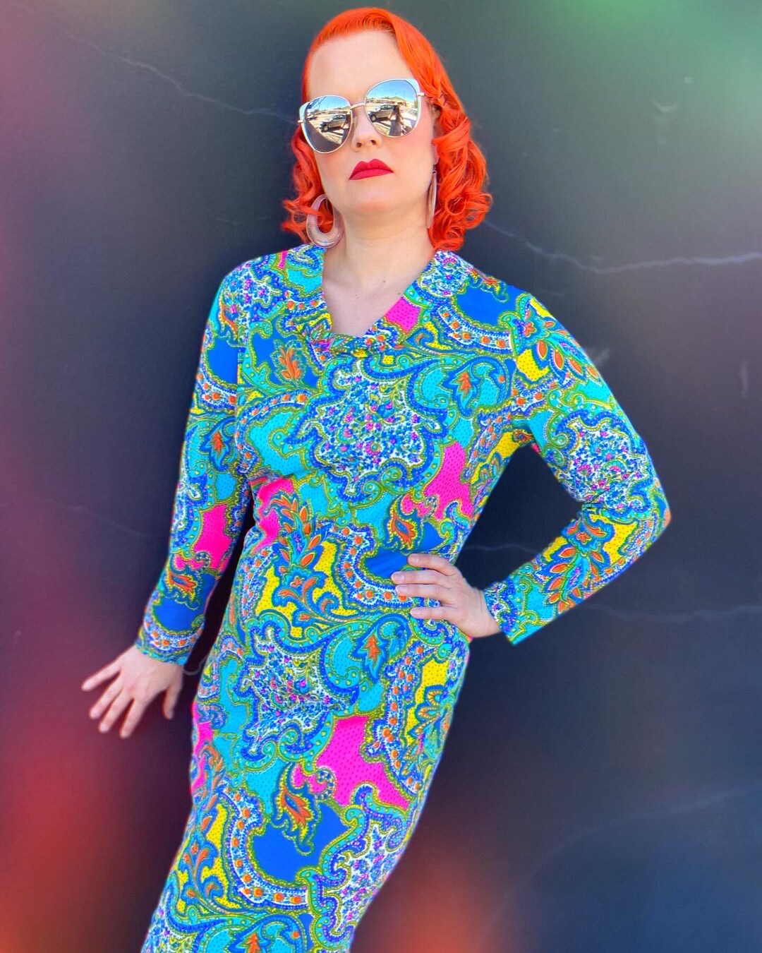 Psychedelic 1960s Neon Paisley Hippie Vintage Dress - Etsy