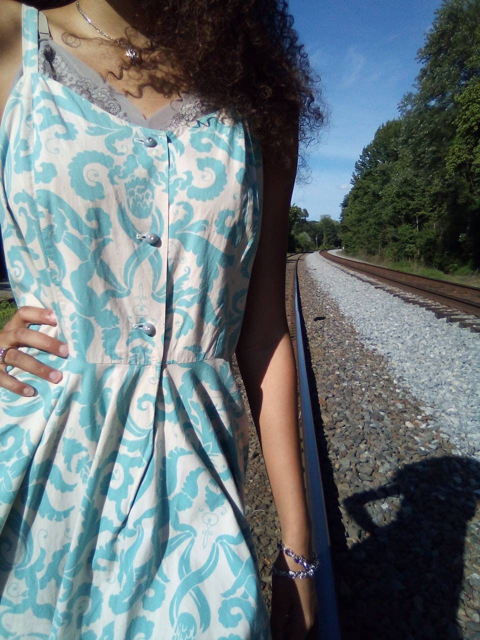 1950's Strap Angel Dress/cherub Design Print/terqoise and Cream Cotton Circle Dress/ Gem Buttons ...