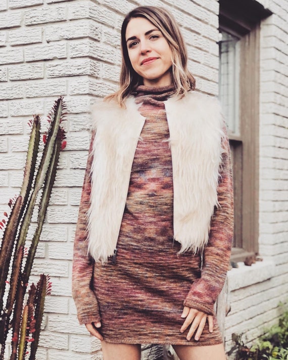 Hippy / Boho Faux Fur 1960s Shag Vest - Gem