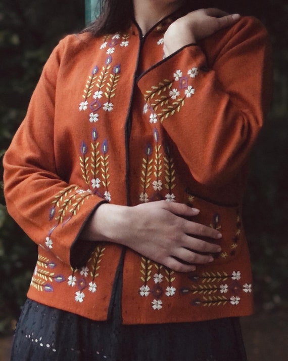 80s folk cardigan traditional austrian cardigan, puff… - Gem