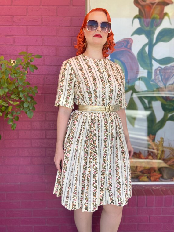 1950s Dee Dee by Decatur Fit & Flare Strawberry Flowe… - Gem