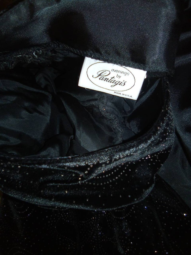 1980's Pantagis Velvet Peplum Skirted Dress With Poof Bubble Sleeves ...