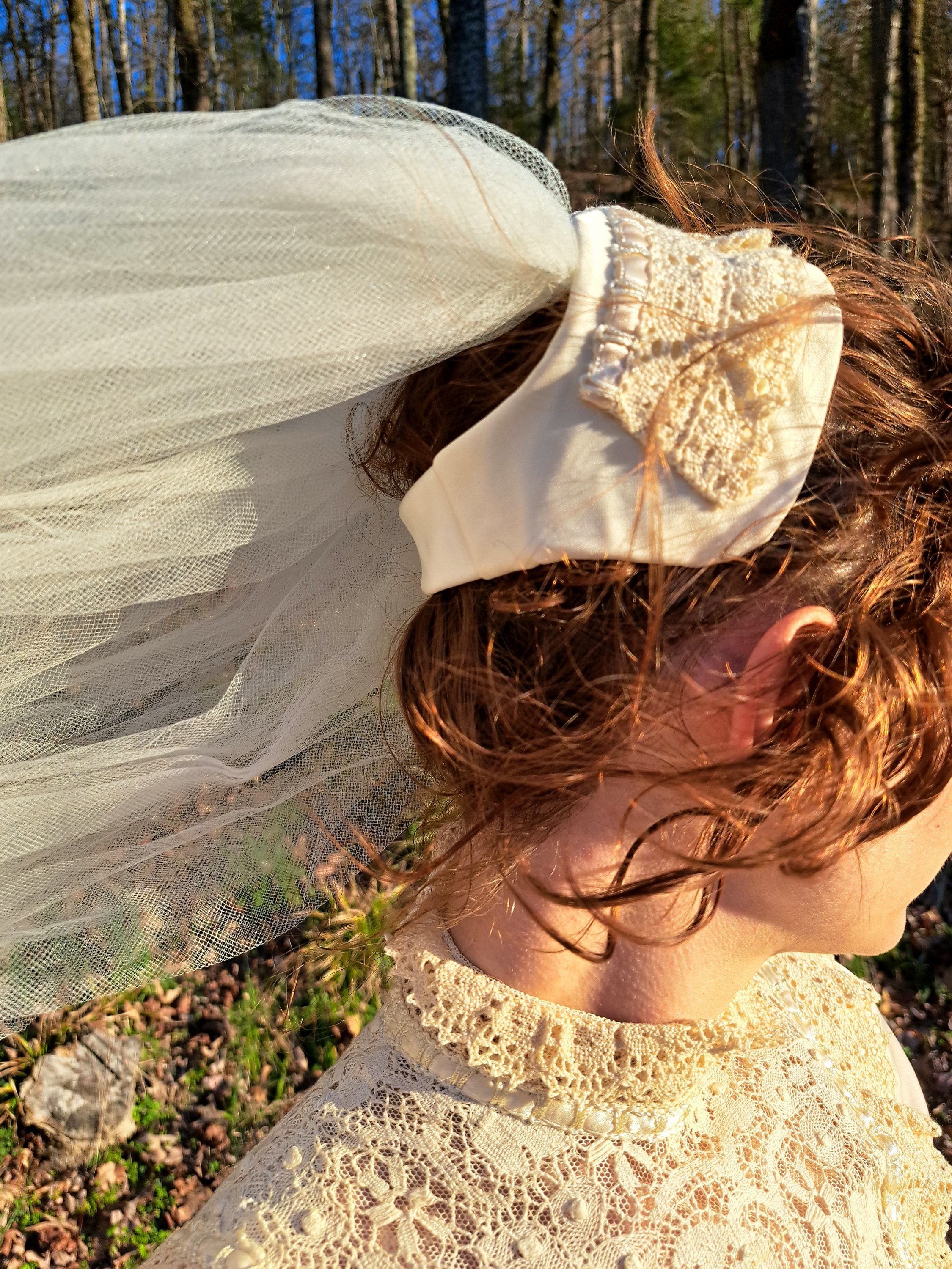 1970's Wedding Gown With Vail / Gunne Sax Style/long Trane/vintage Gown ...