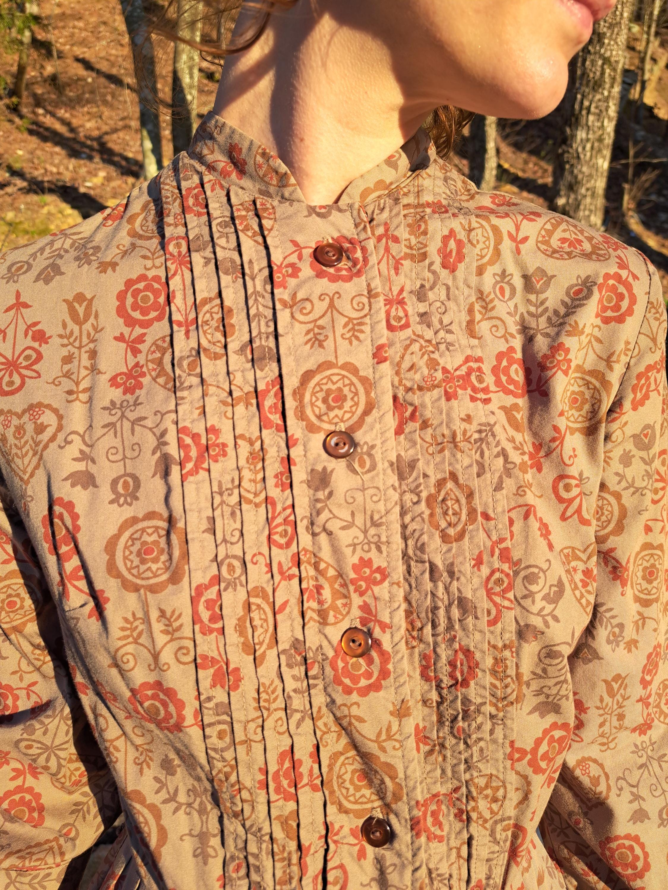 Prairie Dress/handmade Vintage/button Down Front/1970's/ Floral Pattern ...
