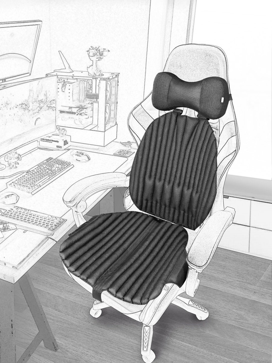 Gaming Chair Cushion Set: Neck, Back & Seat Support - Etsy