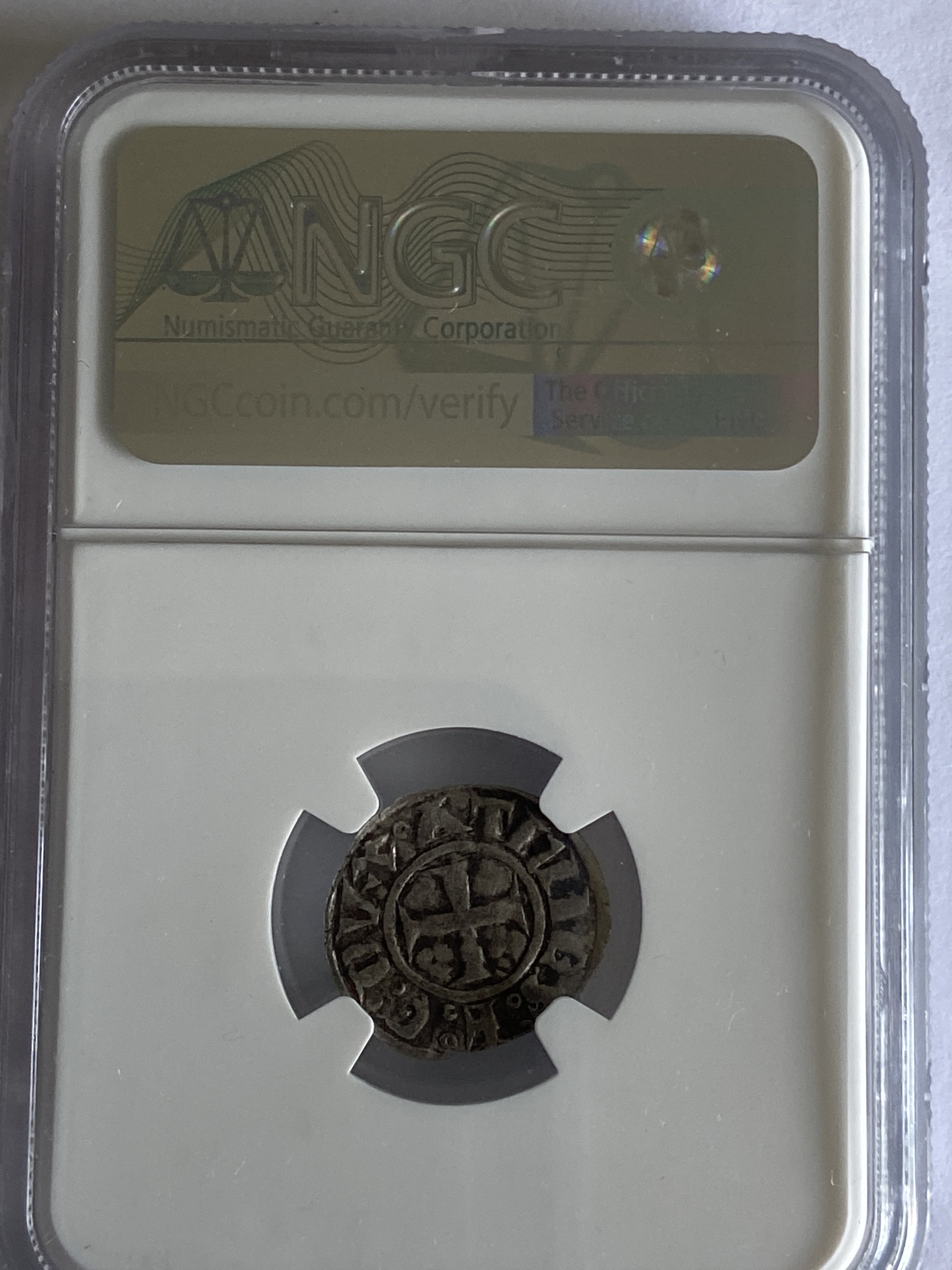 Crusader Templar Cross SILVER Coin William De La Roche 1280 NGC XF ...